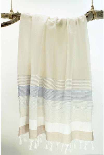 Bedinn Peştemal Stripe bej-krem-mavi