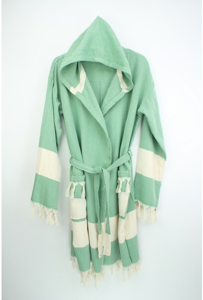 Bedinn Peştemal Bornoz Balık Sırtı Çizgili Yeşil