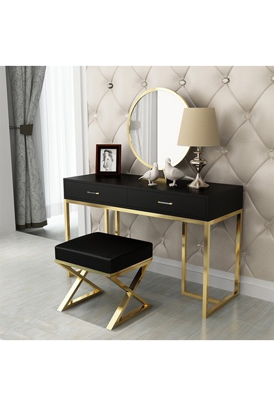 Püff Konsept Gold Metal Ayaklı Siyah Dresuar Püff Konsept Gold Metal Ayaklı Siyah Dresuar