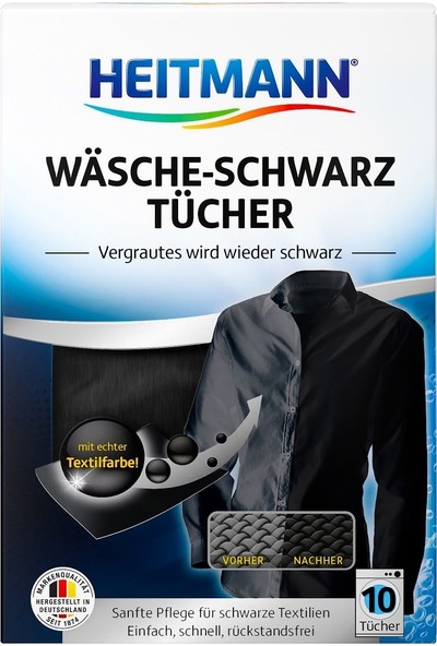 Heıtmann Siyah Çamaşırlarda Renk Koruyucu Boyama Mendili 10'lu