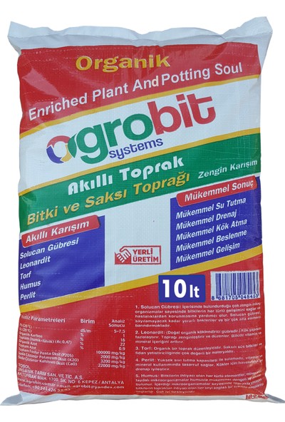 Agrobit Akıllı Toprak 10 lt Bitki ve Saksı Toprağı Solucan Gübresi Torf Humus Perlit Leonardit Agrobit Akıllı Toprak 10 lt Bitki ve Saksı Toprağı Solucan Gübresi Torf Humus Perlit Leonardit