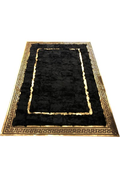 Bienna Fur El Dokuması Altın Bordür Siyah Renk Toskana Halı Kilim Bienna Fur El Dokuması Altın Bordür Siyah Renk Toskana Halı Kilim