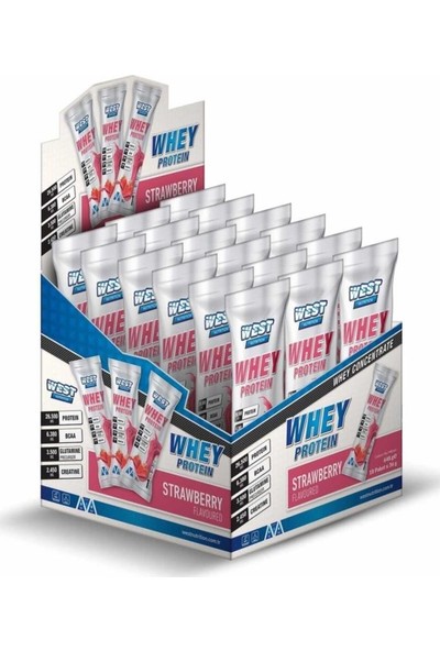 West Nutrition Whey Protein Tozu 648 gr 18 Şase 36 gr Çilek Aromalı