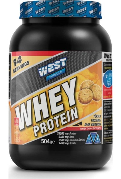 West Nutrition Whey Protein Tozu 504 gr 14 Servis Kurabiye Aromalı