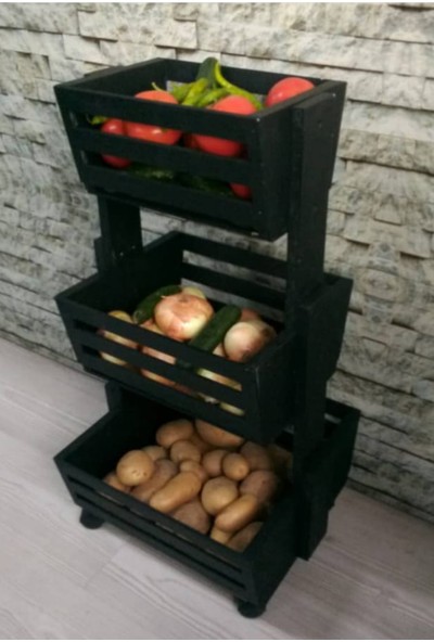 Adım Shops Üç Çekmecelik Ahşap Sebzelik Tekerlekli , Dekoratif Raf Adım Shops Üç Çekmecelik Ahşap Sebzelik Tekerlekli , Dekoratif Raf