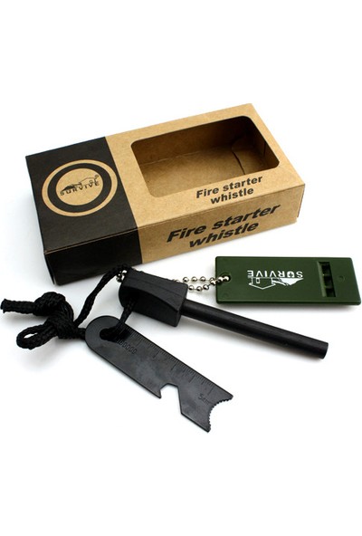 Kutulu Kamp Ateş Yakma Acil Durum Düdüklü Magnezyum Taşı 8mm Çap Kutulu Kamp Ateş Yakma Acil Durum Düdüklü Magnezyum Taşı 8mm Çap