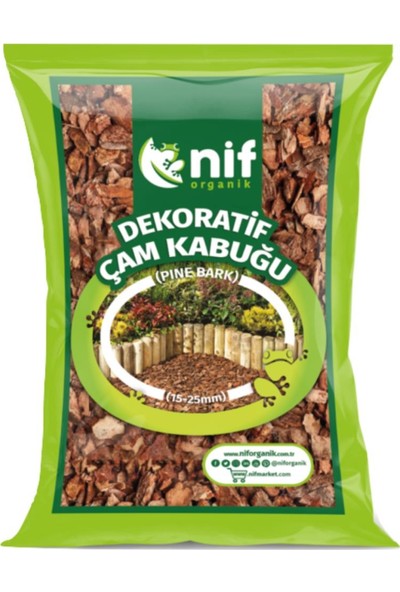 Nif Organik Çam Kabuğu Doğal Çam Ağacı Kabuğu 5-15 Mm-5 Lt
