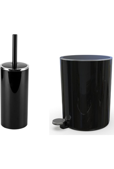 Primanova Lenox Pedallı Çöp Kovası Ve Klozet Fırçası Siyah Primanova Lenox Pedallı Çöp Kovası Ve Klozet Fırçası Siyah