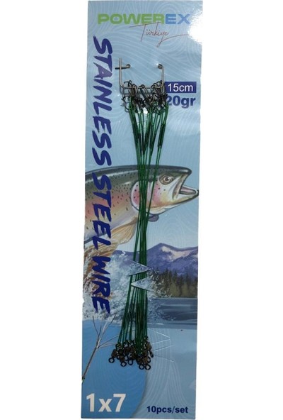 Powerex 20 cm 10'lu Klipsli Bilyeli Fırdöndülü Turna Çelik Teli Powerex 20 cm 10'lu Klipsli Bilyeli Fırdöndülü Turna Çelik Teli