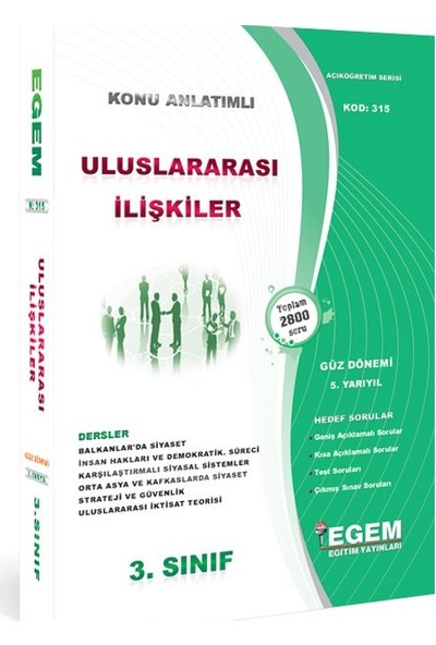 Egem Yayınları AÖF 3. Sınıf Uluslararası İlişkiler Konu Anlatımlı Soru Bankası-Güz Dönemi(5. Yarıyıl)