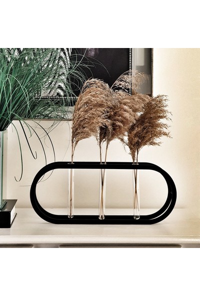 Thorqtech Dekoratif Metal Vintage Vazo Oval 3 Gözlü