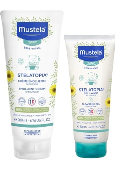 Mustela Stelatopia Emollient Krem 200 ml + Cleansing Gel 200 ml Kofre Mustela Stelatopia Emollient Krem 200 ml + Cleansing Gel 200 ml Kofre