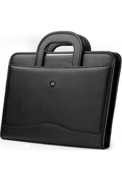 Önder Vip Erkek Siyah Milano Gizli Saplı Çift Fermuarlı Evrak Çantası