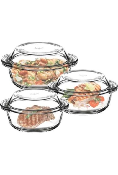 Paşabahçe Borcam 3'Lü Yuvarlak Tencere Seti Paşabahçe Borcam 3'Lü Yuvarlak Tencere Seti