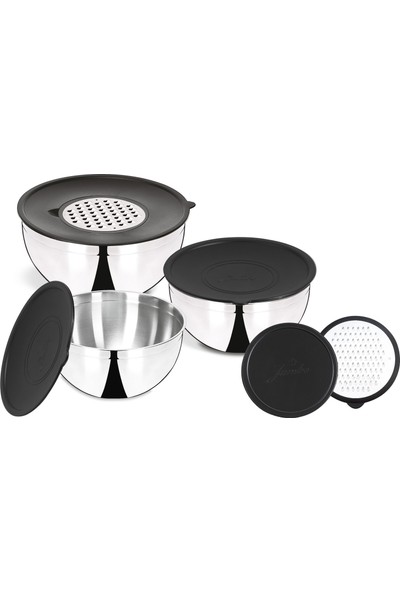 Jumbo Globe 9 Parça Rendeli Karıştırma & Saklama Kabı Seti Siyah Jumbo Globe 9 Parça Rendeli Karıştırma & Saklama Kabı Seti Siyah