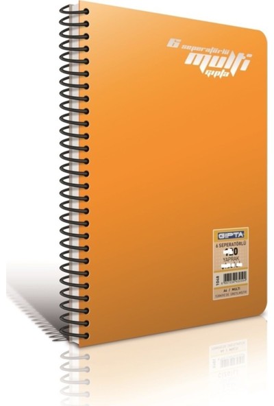 Gıpta A4 Spiralli Defter Multi Plastik Kapak 6 Separatörlü Kareli 150 Yaprak Gıpta A4 Spiralli Defter Multi Plastik Kapak 6 Separatörlü Kareli 150 Yaprak