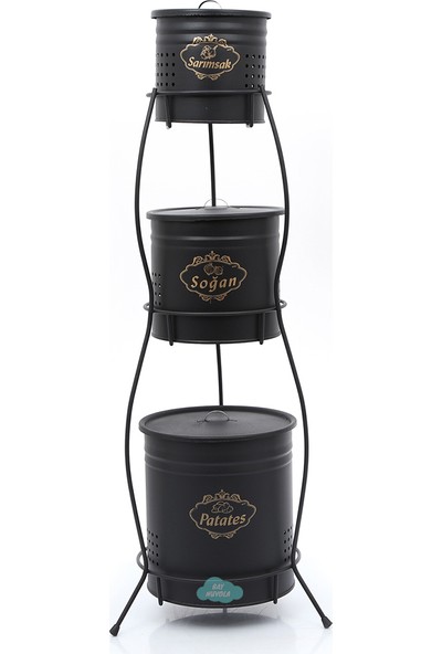 Bay Nuvola 3 Katlı Patates Soğan Sarımsak Siyah Bay Nuvola 3 Katlı Patates Soğan Sarımsak Siyah