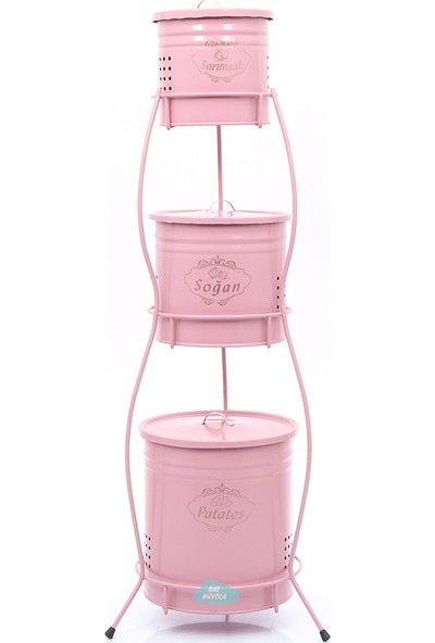 Bay Nuvola 3 Katlı Patates Soğan Sarımsak Sebzelik Pembe Bay Nuvola 3 Katlı Patates Soğan Sarımsak Sebzelik Pembe