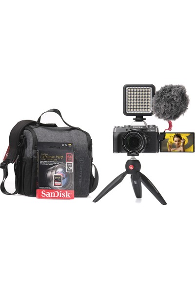 Fujifilm X-T200 Koyu Gümüş + XF 18-55 mm Vlogger Hazır Kit