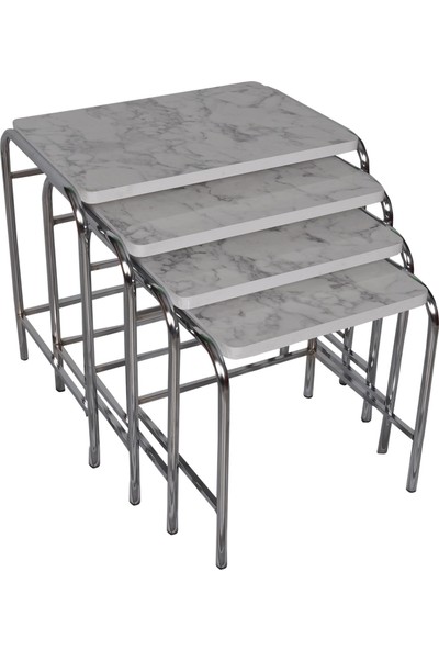 Yağmur Yagmur Metal Ayaklı Zigon Sehpa Nikelaj Kaplamalı 4'lü Zigon Sehpa Yağmur Yagmur Metal Ayaklı Zigon Sehpa Nikelaj Kaplamalı 4'lü Zigon Sehpa