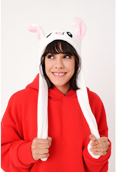 Yoyoso Kulakları Hareket Eden Tavşan Şapka Beyaz Yoyoso Kulakları Hareket Eden Tavşan Şapka Beyaz