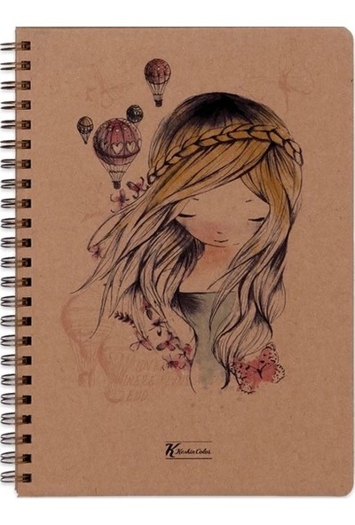 Keskin Color 410370-99 Spiralli Çizgisiz Defter A5 Kraft 100 Yaprak