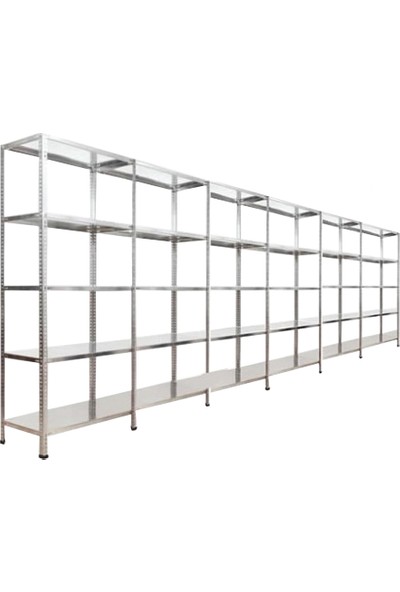Rafburada 5 Katlı 6'lı Bitişik Galvaniz Çelik Raf.depo,kiler,arşiv,dosya Rafı