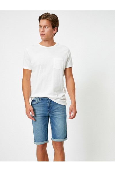 Koton Erkek Dizi Katlama Detaylı Cepli Ultra Strech Jean Şort Koton Erkek Dizi Katlama Detaylı Cepli Ultra Strech Jean Şort