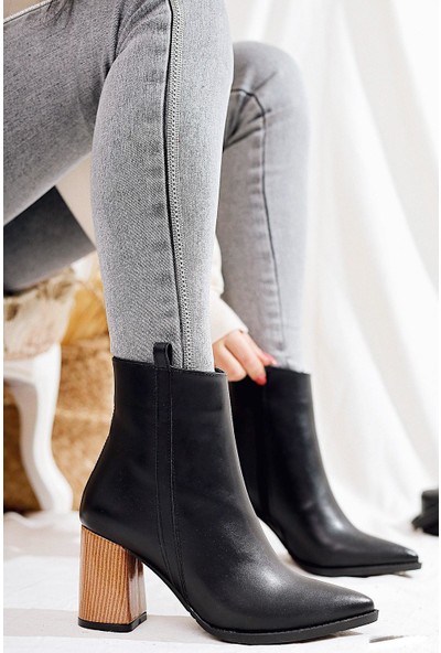 Limoya Savannah Siyah Deri Sivri Burunlu Bootie Limoya Savannah Siyah Deri Sivri Burunlu Bootie