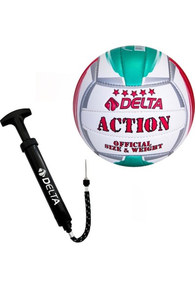 Delta Action Voleybol Topu + Çok Fonksiyonlu Top Şişirme Pompası