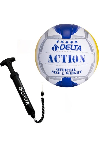 Delta Action El Dikişli 5 Numara Voleybol Topu + Top Pompası Delta Action El Dikişli 5 Numara Voleybol Topu + Top Pompası