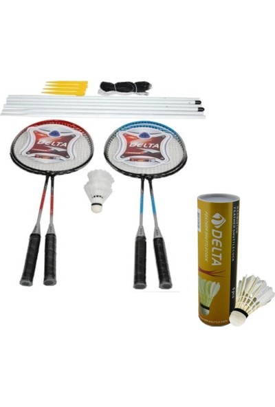 Delta Badminton 4 Raketi File-Demiri 6 Kaz Tüyü & 3 Plastik Topu Delta Badminton 4 Raketi File-Demiri 6 Kaz Tüyü & 3 Plastik Topu