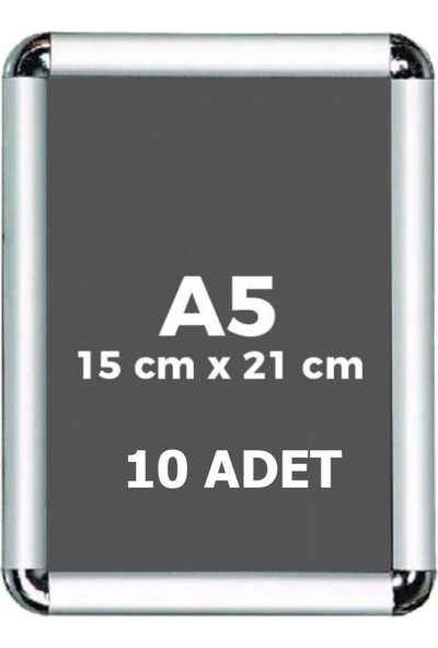 Fitfiyat A5 Açılır Kapanır Alüminyum Rondo Köşe Çerçeve 15 x 21 cm 10 Adet
