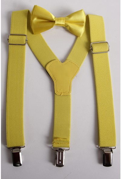 Mileny Sarı Çocuk Pantolon Askısı ve Papyon Seti
