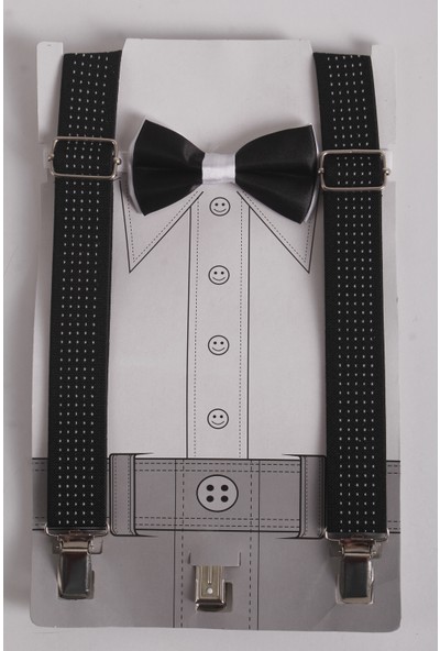 Mileny Puanlı Çocuk Pantolon Askısı ve Papyon Seti