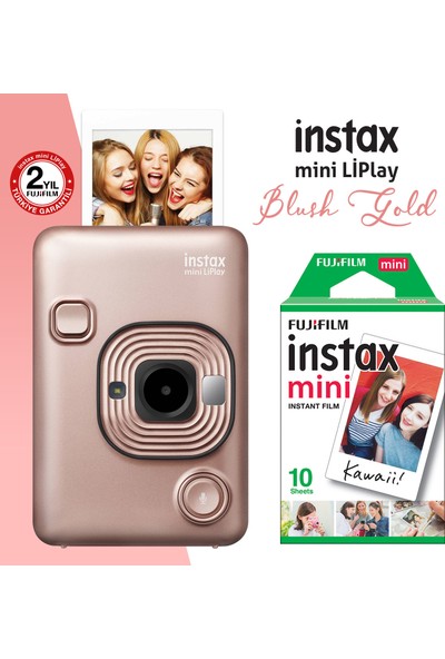Instax Mini Liplay Hybrid Blush Gold Fotoğraf Makinesi 10LU Mini Film Instax Mini Liplay Hybrid Blush Gold Fotoğraf Makinesi 10LU Mini Film