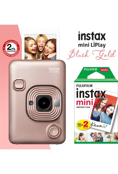 Instax Mini Liplay Hybrid Blush Gold Fotoğraf Makinesi 20'li Mini Film Instax Mini Liplay Hybrid Blush Gold Fotoğraf Makinesi 20'li Mini Film