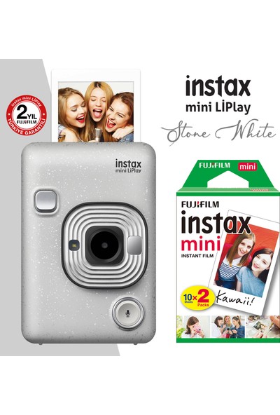 Instax Mini Liplay Hybrid Stone White Fotoğraf Makinesi 20LI Mini Film Instax Mini Liplay Hybrid Stone White Fotoğraf Makinesi 20LI Mini Film