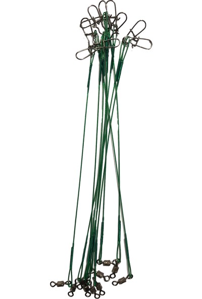 Powerex 25CM. 10'lu Paket Klipsli Bilyeli Fırdöndülü Turna Çinekop Çelik Teli Powerex 25CM. 10'lu Paket Klipsli Bilyeli Fırdöndülü Turna Çinekop Çelik Teli