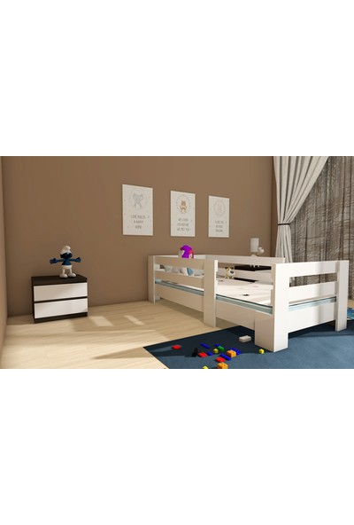Nevramo Mdf Montessori Karyola Beyaz 90 x 190 cm Yatağa Uyumlu Erguvan