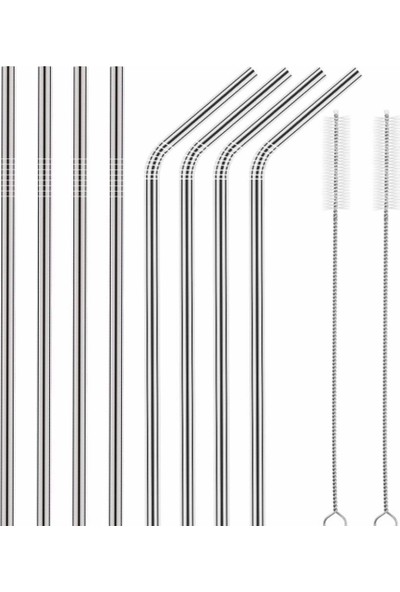 Ssp Steel Pipet Seti 8 Adet ve 2 Adet Temizlik Fırçası Paslanmaz Çelik