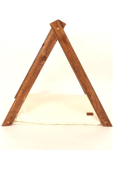 Katthus Kedi Yatağı ve Küçük Irk Köpek Rustik Çadır Ceviz