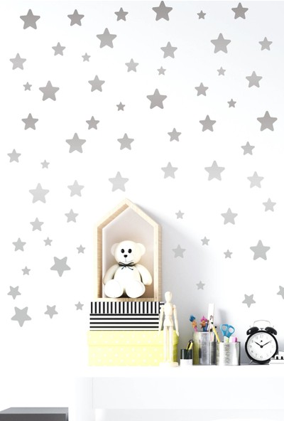 Msticker Yıldız Duvar Sticker - Gümüş 130 Adet (3-4-5cm)