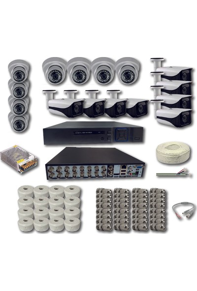 CCTV 16 Kameralı 8 Dome 8 Bullet 2 Mp Ir Bullet Ahd Kamera Sistemi 1080P H265 + Dvr Kayıt Cihazı CCTV 16 Kameralı 8 Dome 8 Bullet 2 Mp Ir Bullet Ahd Kamera Sistemi 1080P H265 + Dvr Kayıt Cihazı