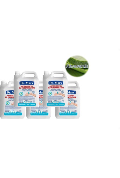 Dr. Mars Extra! 5 lt 5 Adet Aloe Veralı Antibakteriyel Alkollü El Dezenfektanı