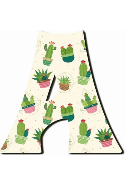 Wuw A Harfli Kaktüs Desenli Magnet Wuw A Harfli Kaktüs Desenli Magnet