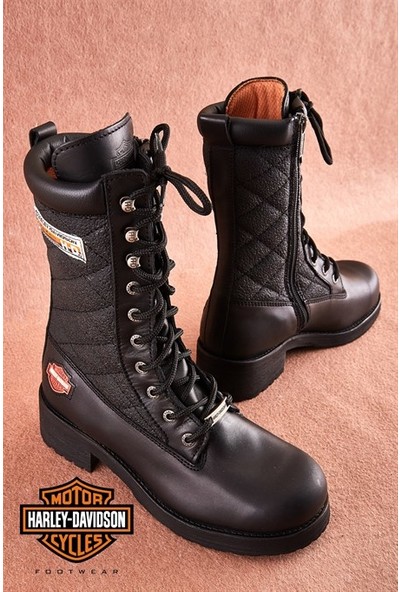 Harley Davidson Rose Black Deri Kadın Bot