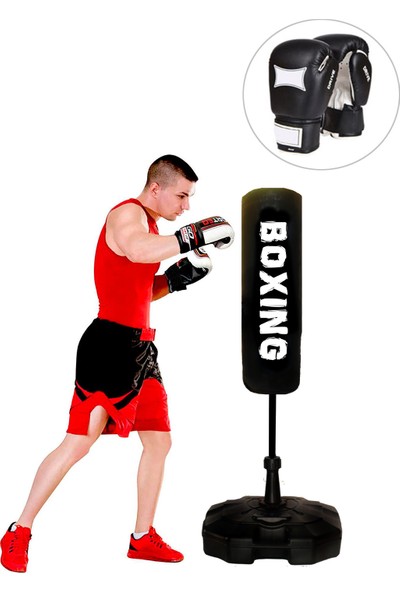 Spor Byfit 153 cm Ayaklı Yaylı Boks Vurma Standı + Boks Eldiveni