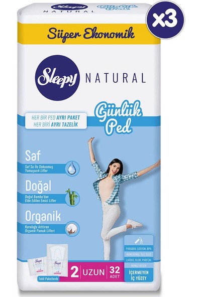 Sleepy Natural Günlük Ped Uzun 3X32 Adet
