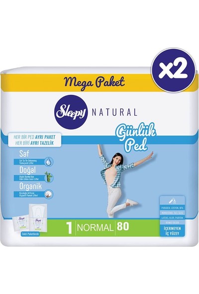 Sleepy Natural Günlük Ped Normal 2X80 Adet Sleepy Natural Günlük Ped Normal 2X80 Adet